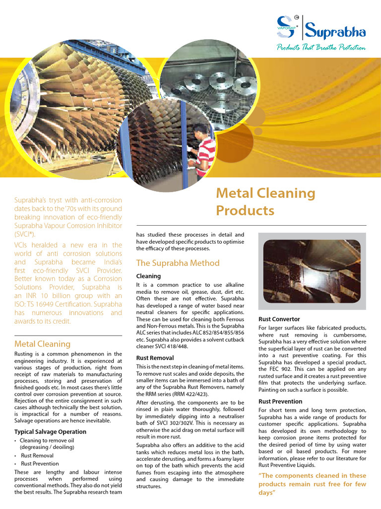 Suprabha - Metal Cleaning Products | PDF | Rust | Corrosion