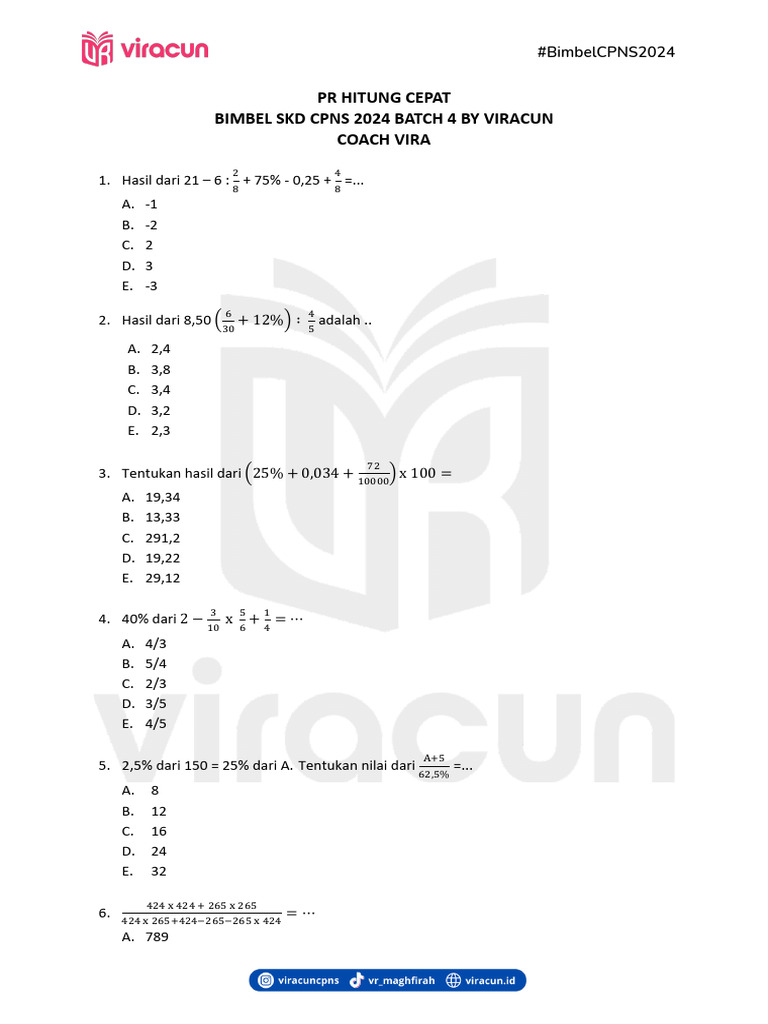 PR Hitung Cepat - SKD B4 | PDF