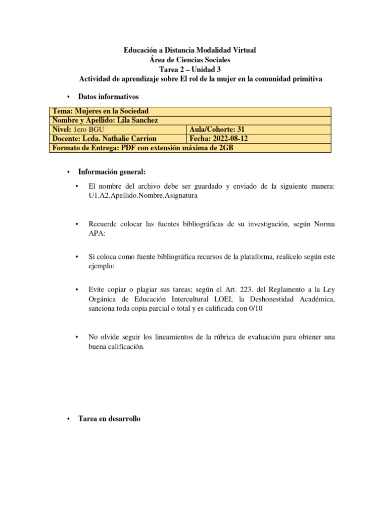 Tarea Semana 2 Unidad 3 | PDF