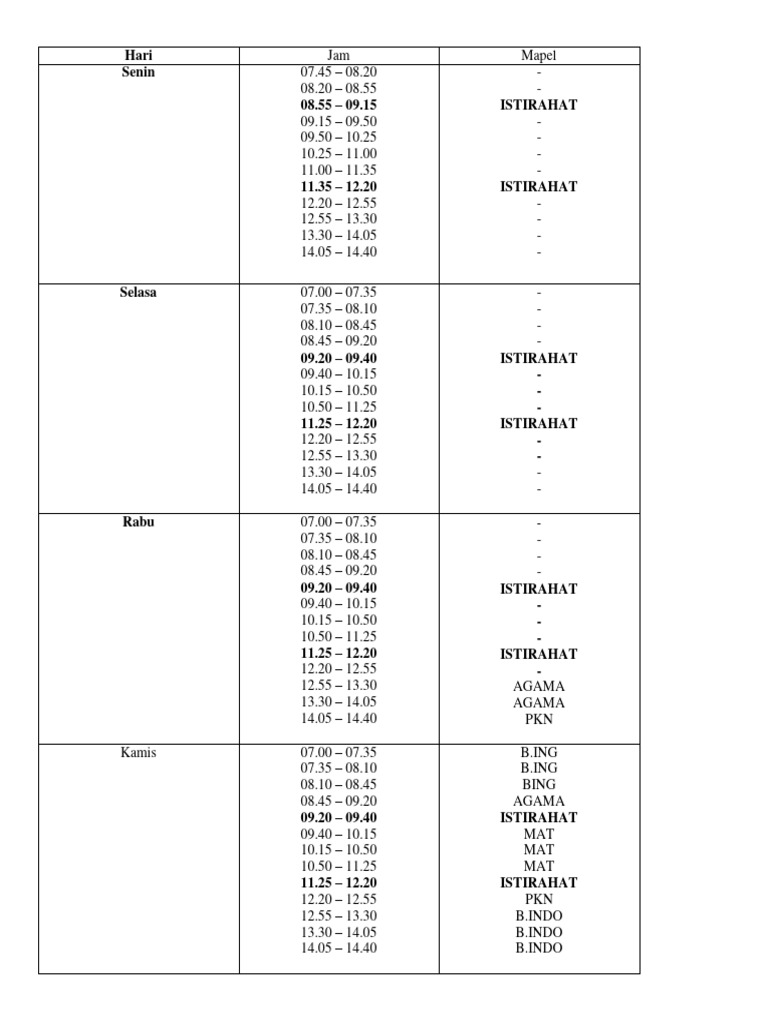 JADWAL | PDF