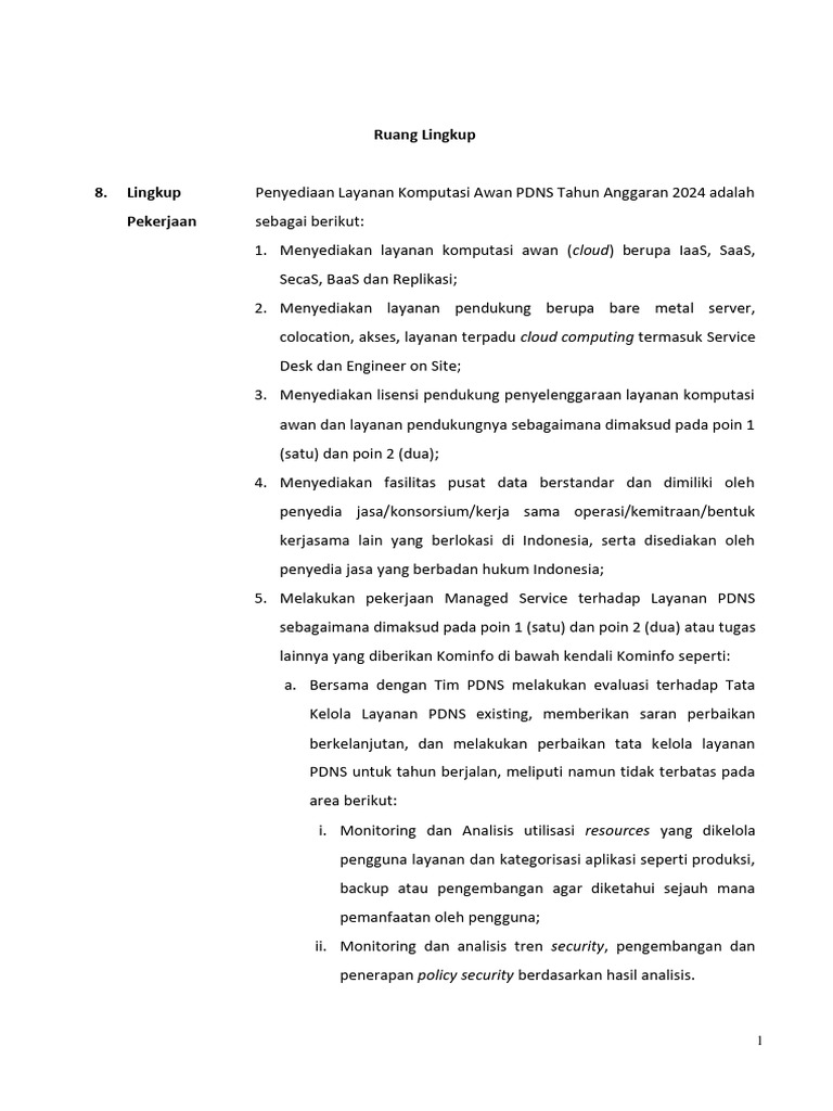 Layanan Komputasi Awan PDNS 2024 | PDF