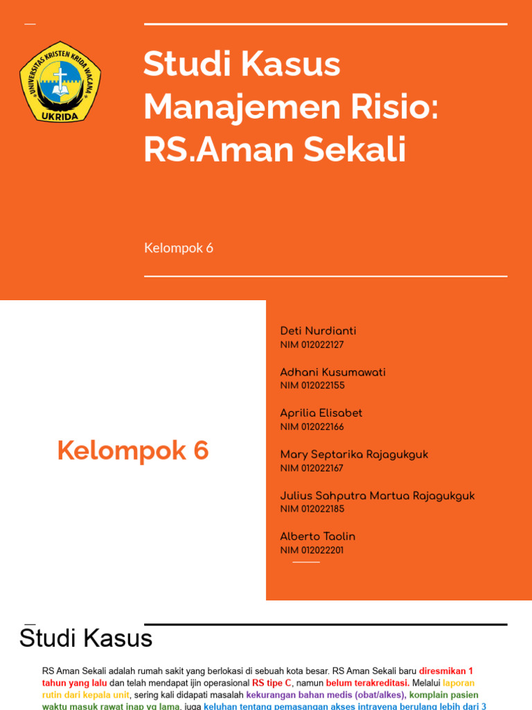 Identifikasi dan Pengendalian Risiko RS Aman Sekali | PDF