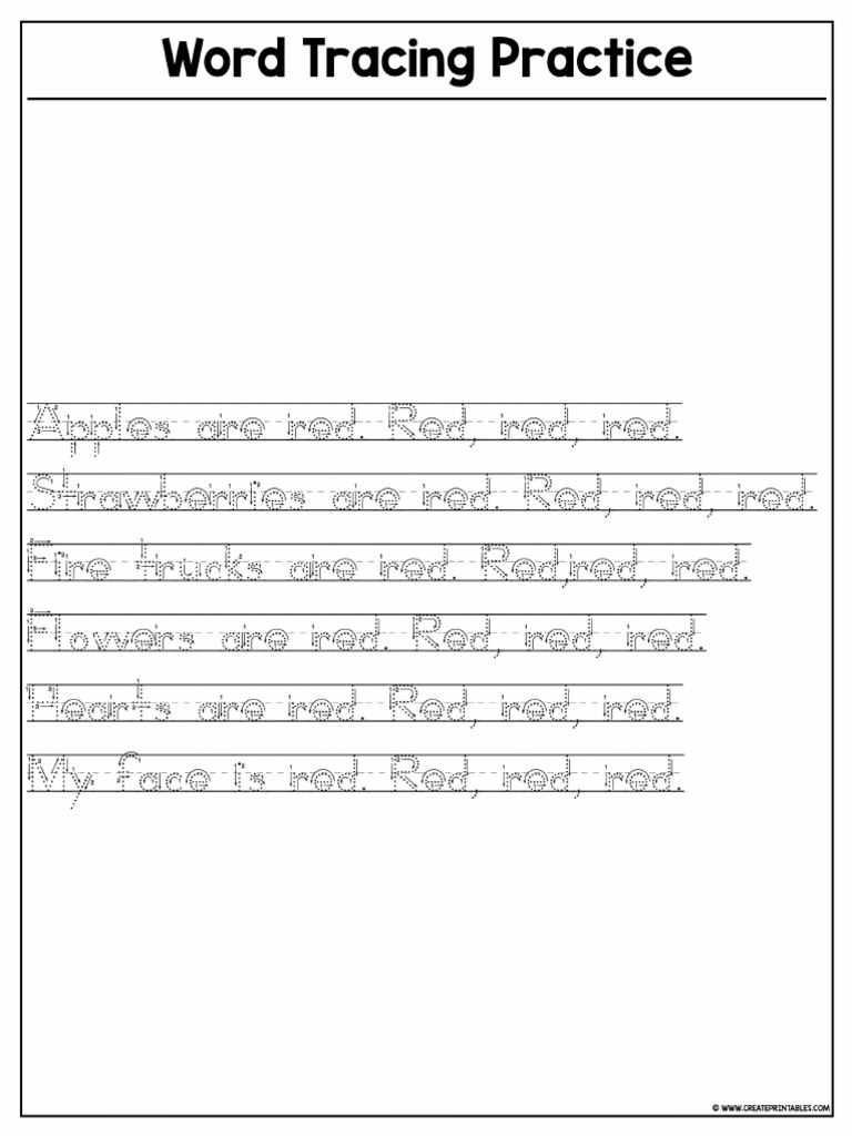 Word - Tracing - Practice 003D E060 263A | PDF