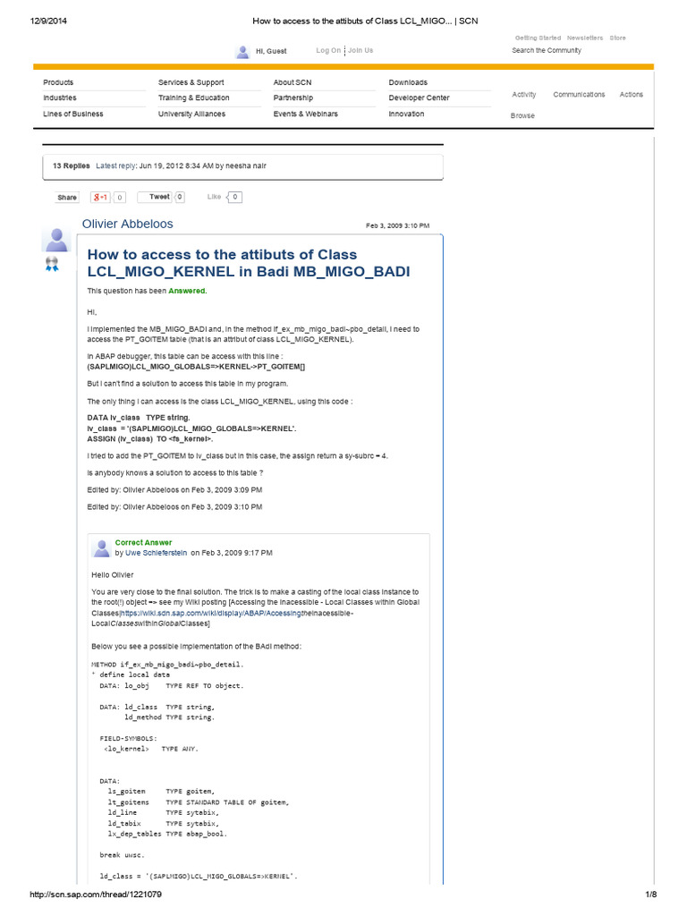 DYNAMIC ASSIGN - Access to the attibuts of Class LCL_MIGO | PDF | Boolean Data Type | Class ...