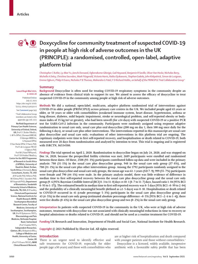 Doxycycline | PDF | Pneumonia | Clinical Medicine