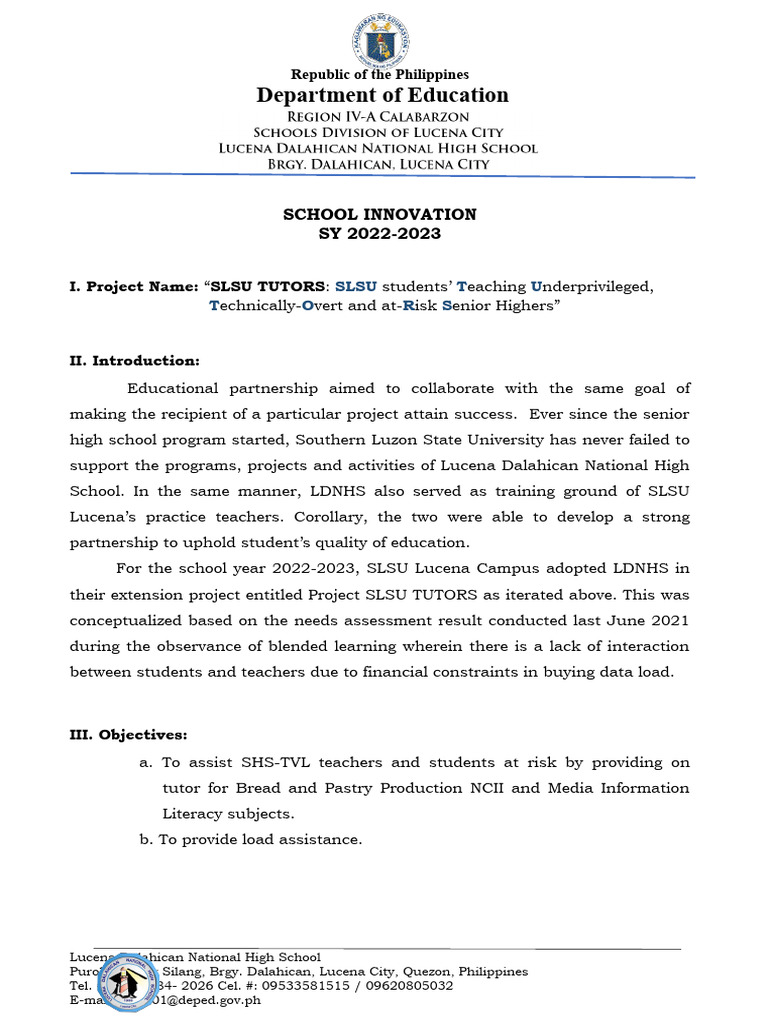 Project-TUTOR-SY-2022-2023 | PDF | Cognition | Behavior Modification