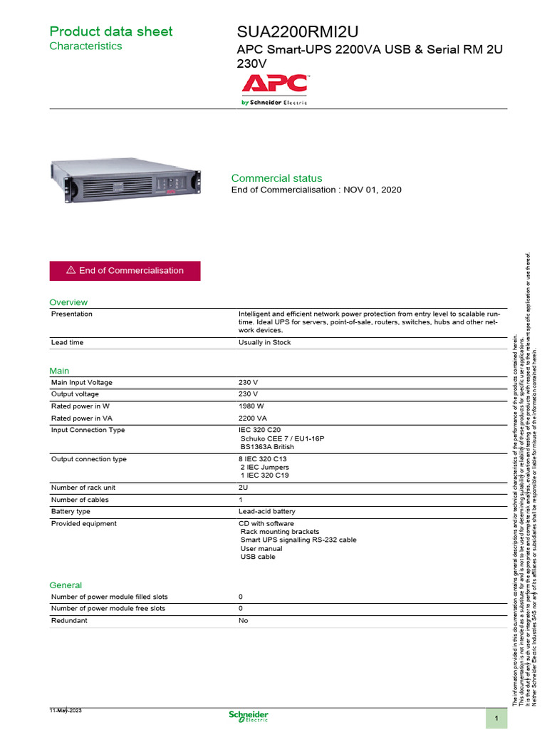 SUA2200RMI2U DATASHEET CL en-GB | Download Free PDF | Mains Electricity ...