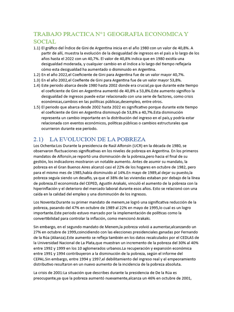 TP N°1 DE GEOGRAFIA ECONOMICA Y SOCIAL.JOSE CONDORI MAMANI para la Comisión N°1 | PDF | Pobreza ...