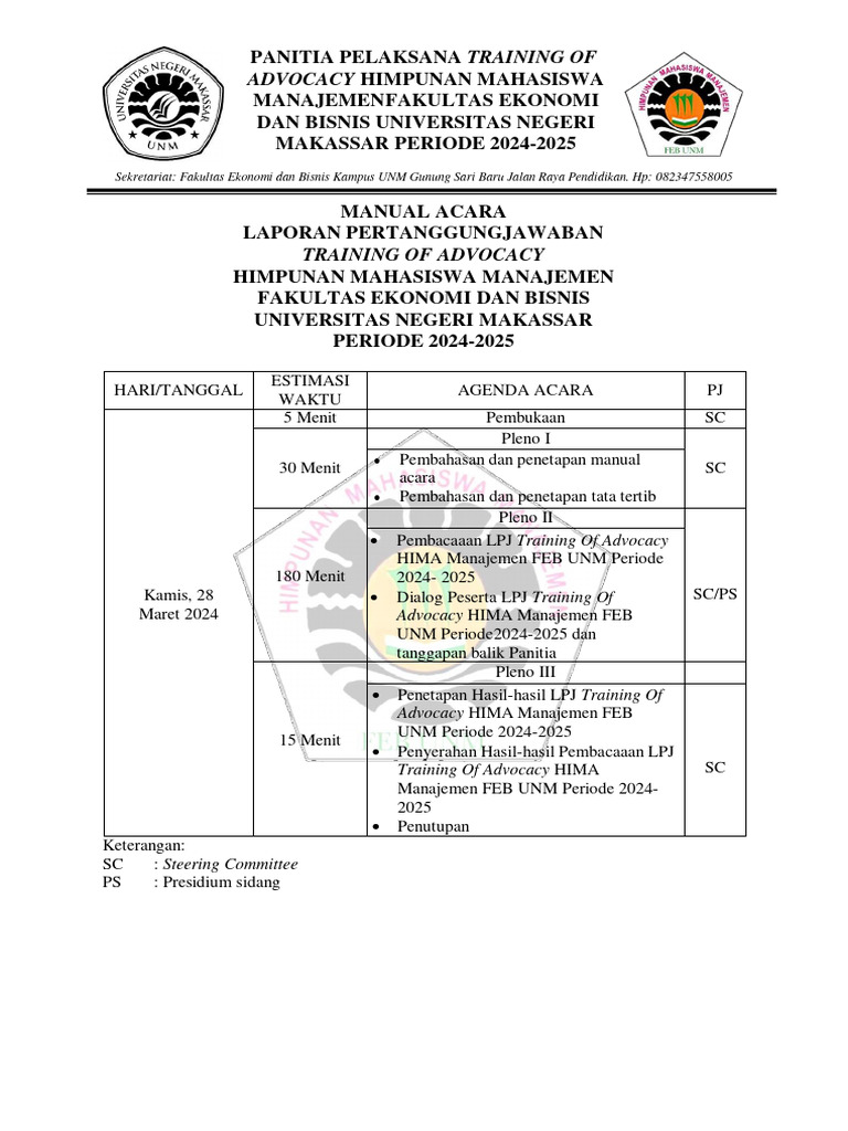 Manual Acara LPJ Toa | PDF