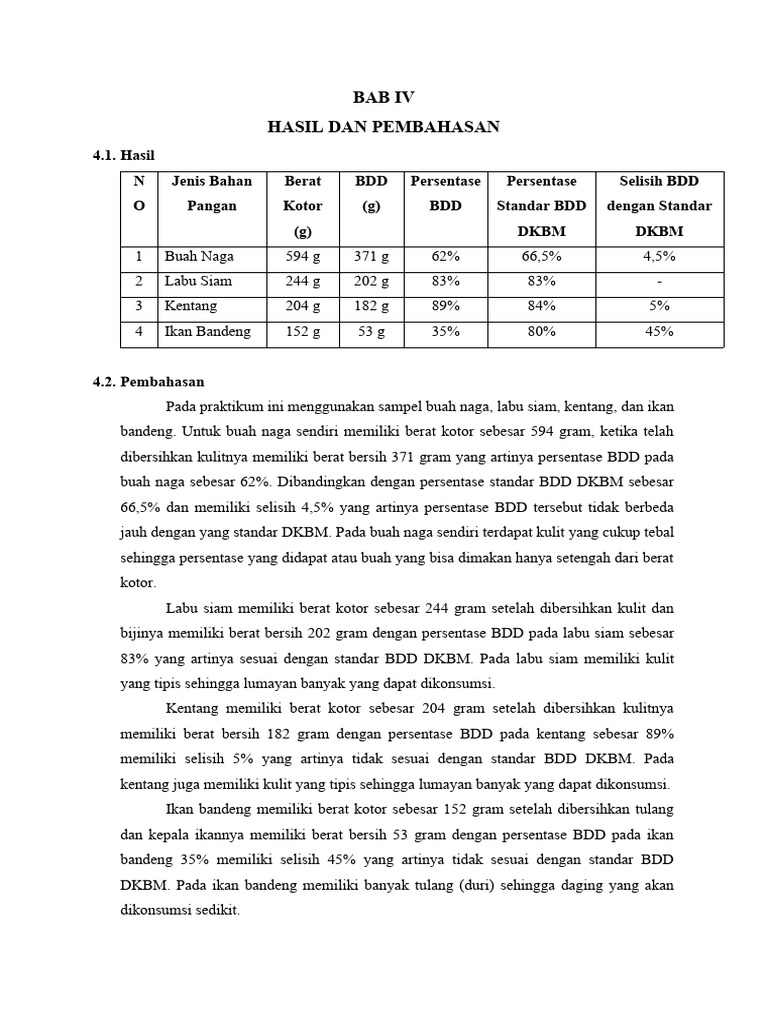 BAB IV SKP BERAT BERSIH BERAT KOTOR (Lengkap) | PDF