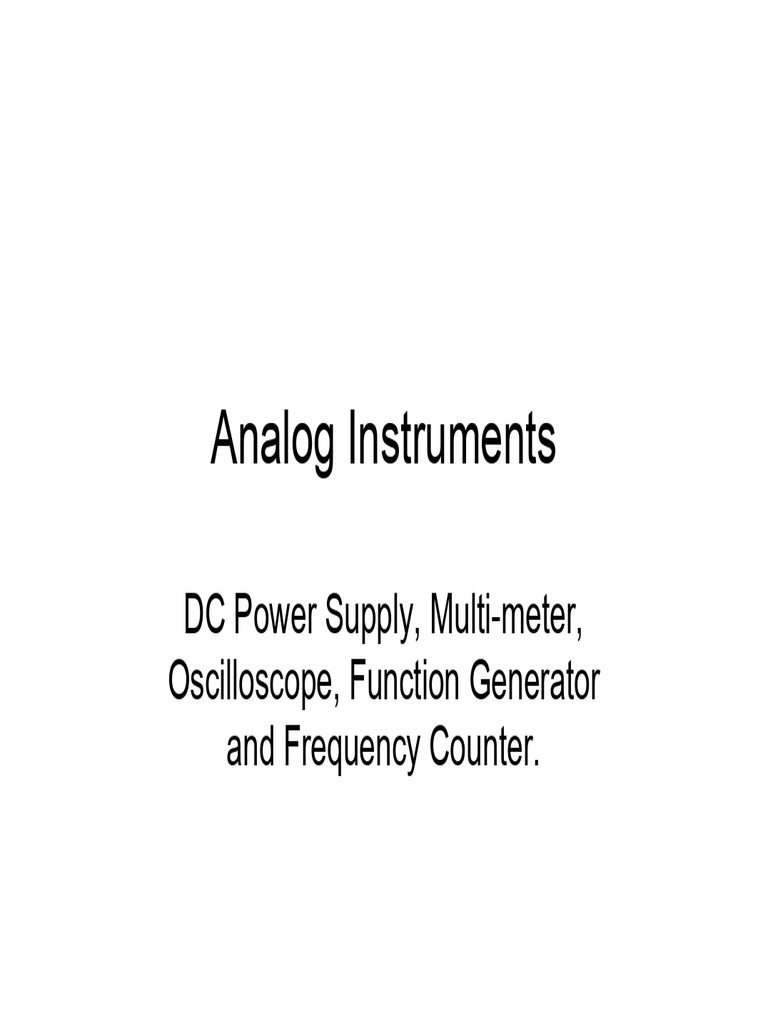 Analog Instruments | PDF | Power Supply | Amplitude