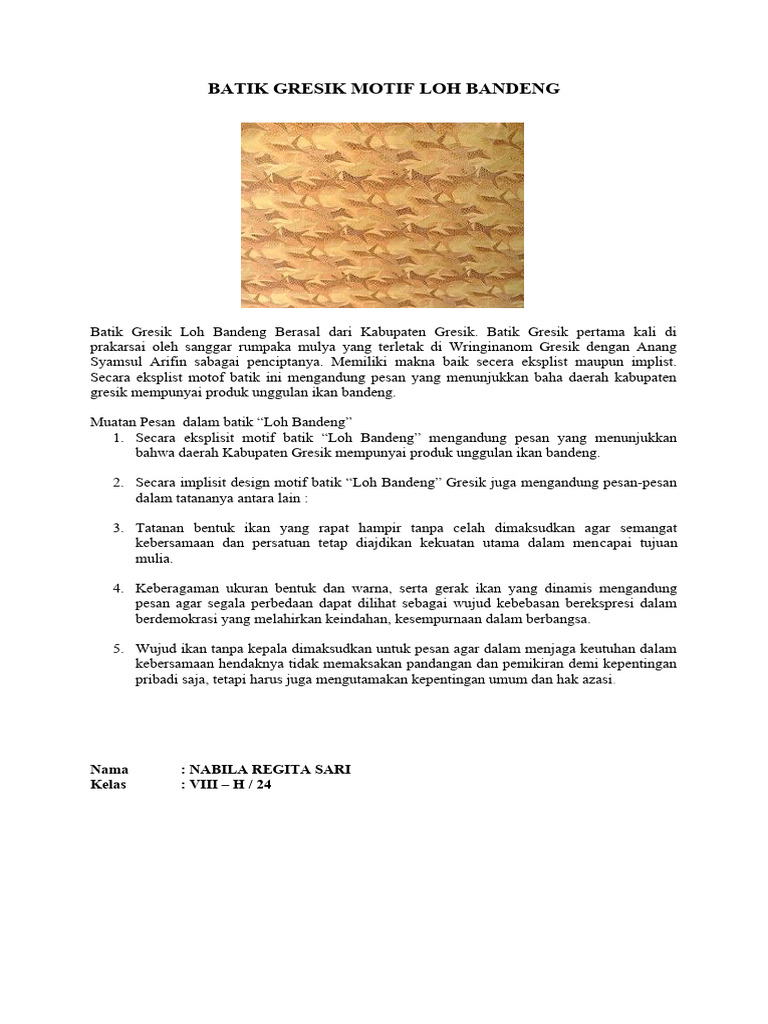 Batik Gresik Motif Loh Bandeng | PDF
