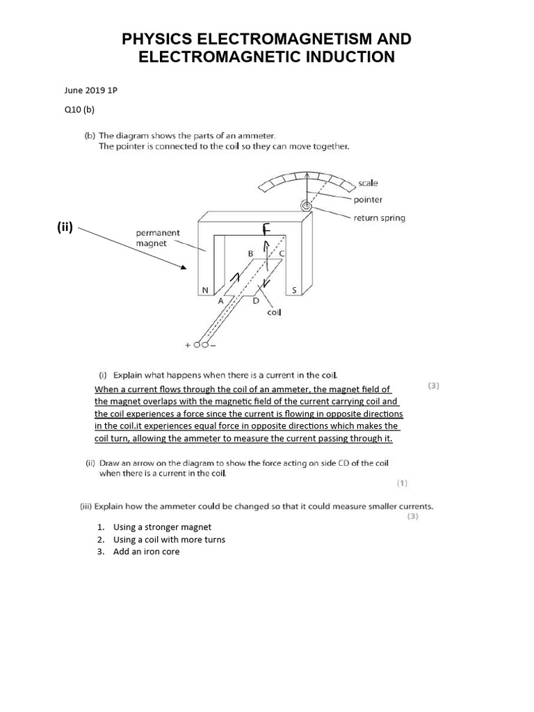 Electromagnetism and Electromagnetic Induction Past Papers | PDF ...