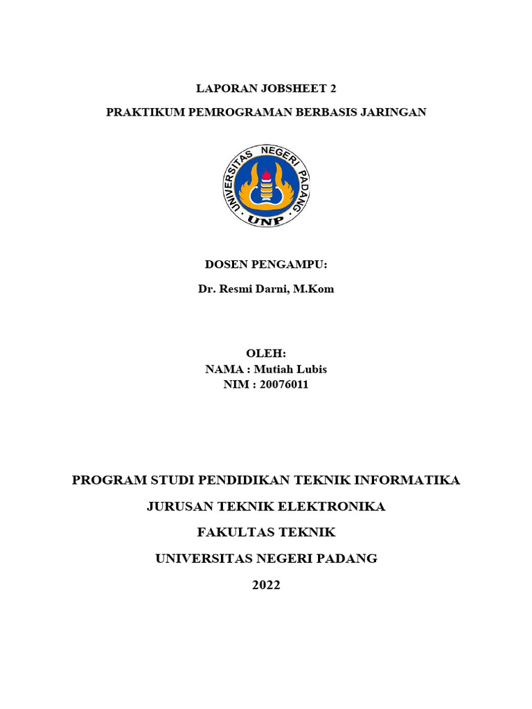 Praktikum Pemrograman Jaringan TCP/UDP | PDF