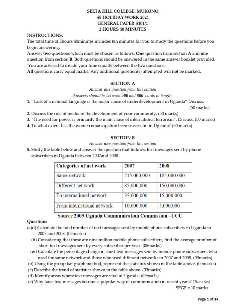S5 Holiday Exams 2021 - Subsidiary Subjects | PDF | Computer File | Directory (Computing)