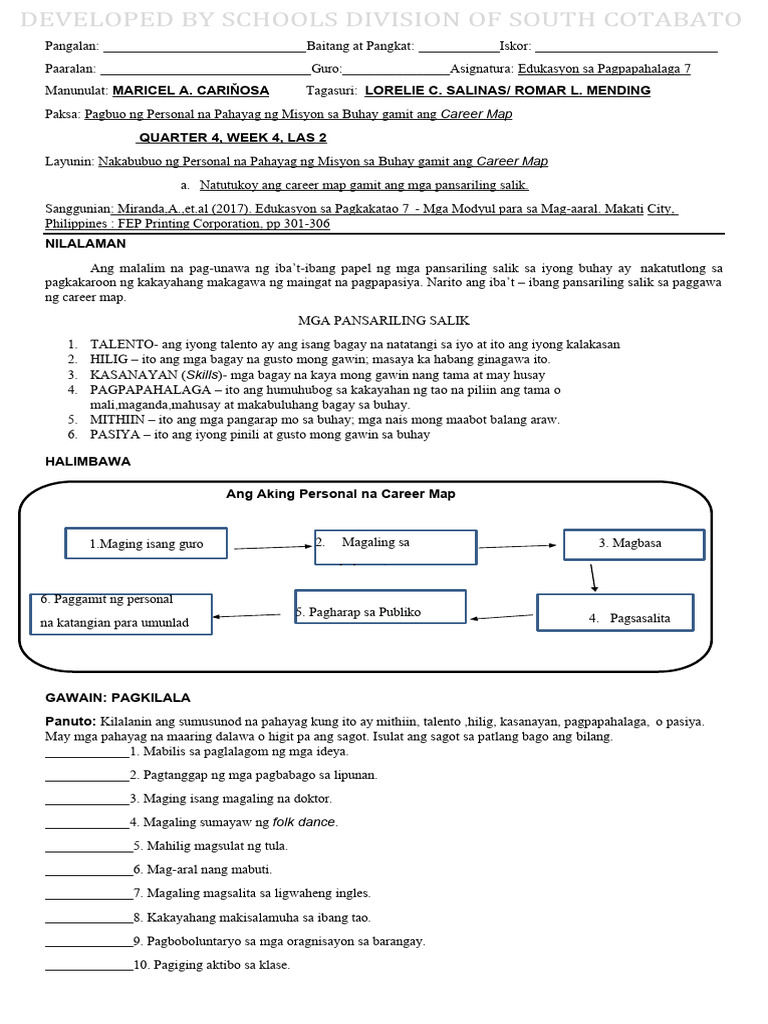 Esp7 Quarter 4 Week 4 Las 2 | PDF