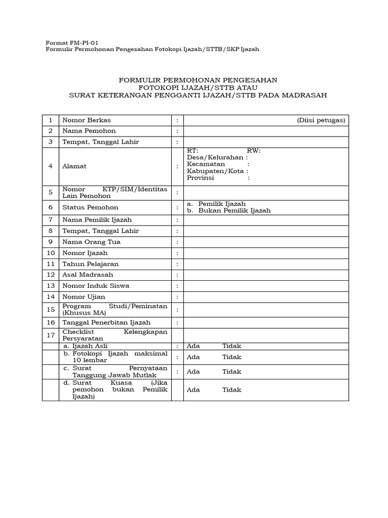 Format Legalisir Ijazah | PDF