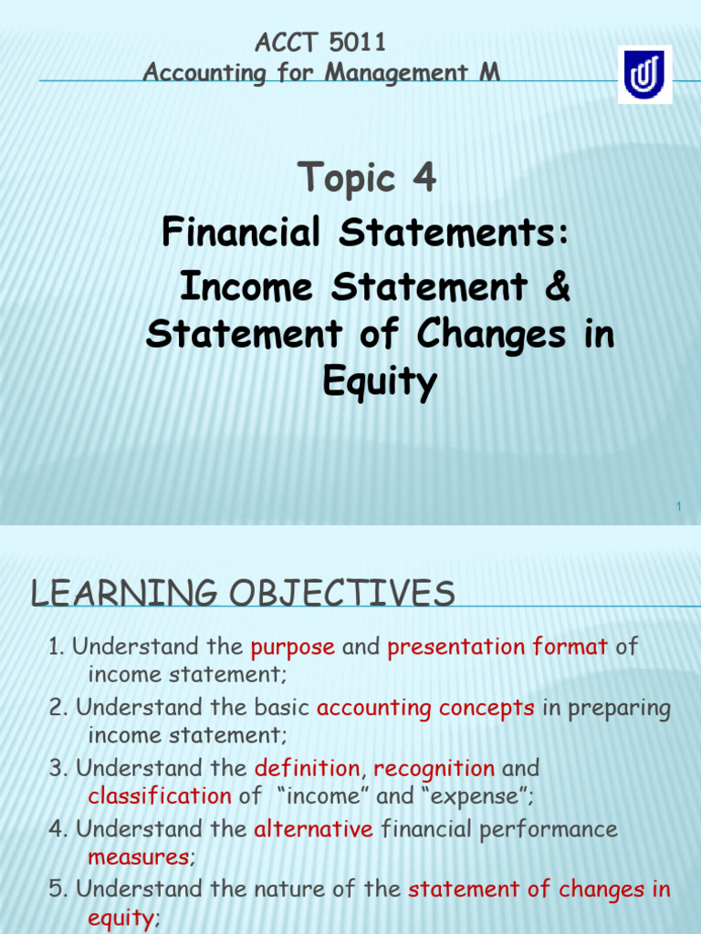 Topic 4 Income Statement | PDF | Income Statement | Equity (Finance)