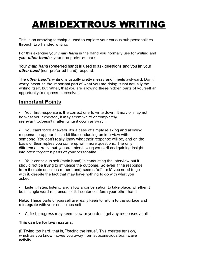 AMBIDEXTROUS-WRITING-EXERCISE | PDF | Question | Interview