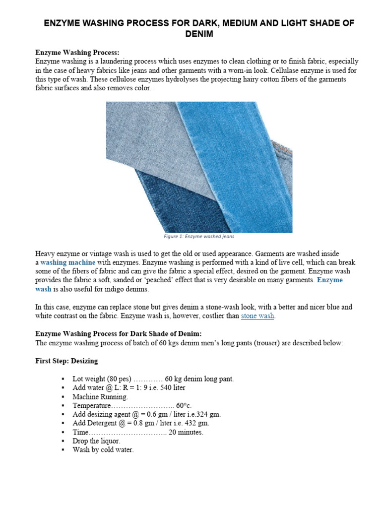 Enzyme Washing Process of Denim | PDF | Textiles | Materials