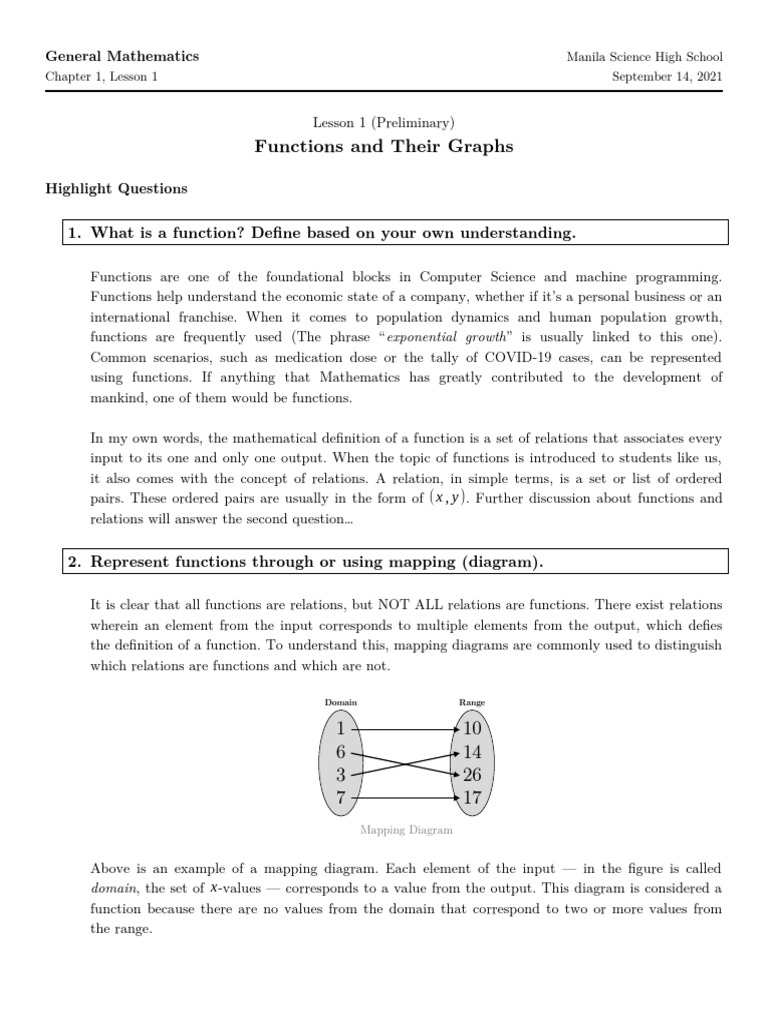 General Mathematics - Lesson 1.1 | PDF | Function (Mathematics) | Asymptote General Mathematics - Lesson 1.1 | PDF | Function (Mathematics) | Asymptote
