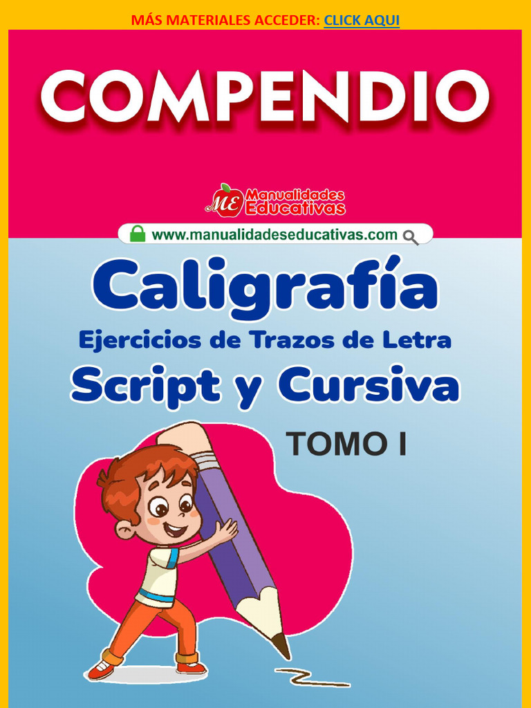 01 Caligrafía Ejercicios de Trazos de Letra Script y Cursiva 2024 | PDF