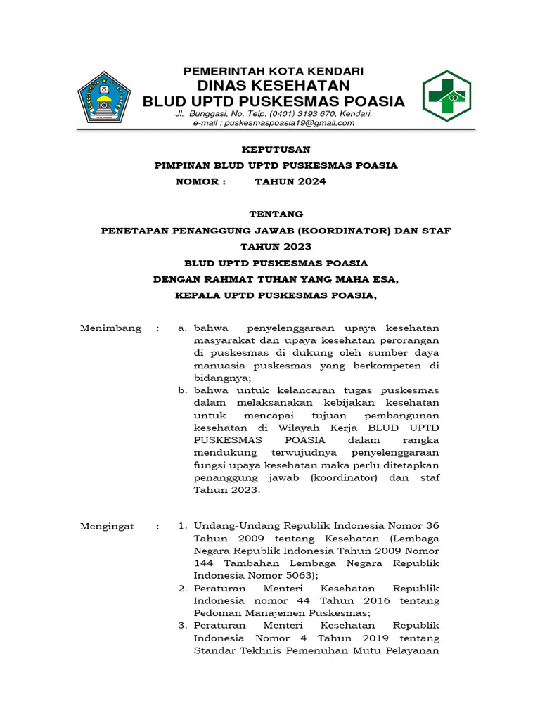 SK Penempatan Staf 2024 | PDF