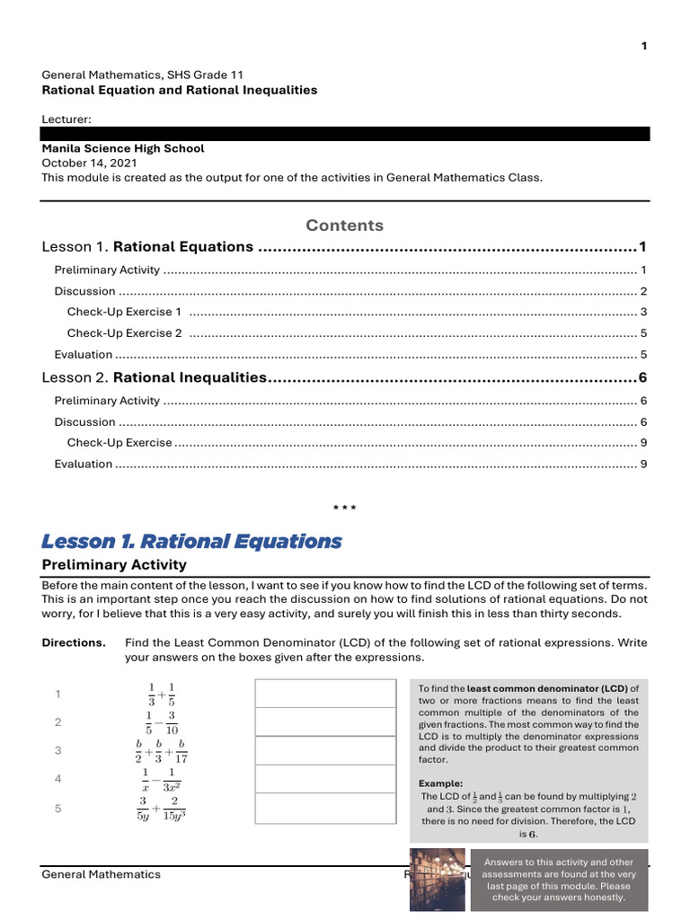 General Mathematics - Lesson 2 | PDF | Equations | Inequality (Mathematics)