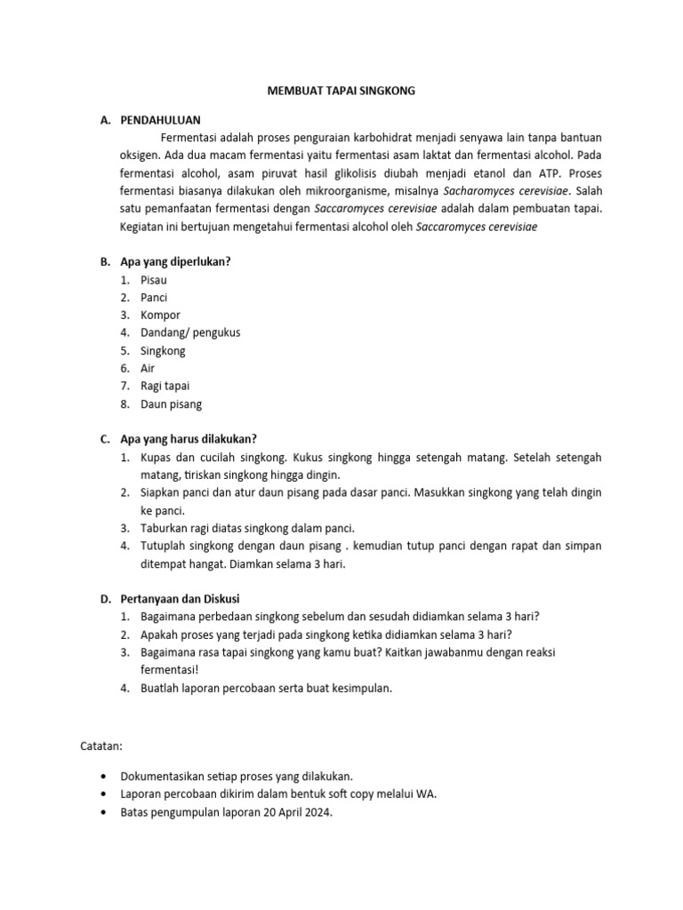 Membuat Tapai Singkong | PDF