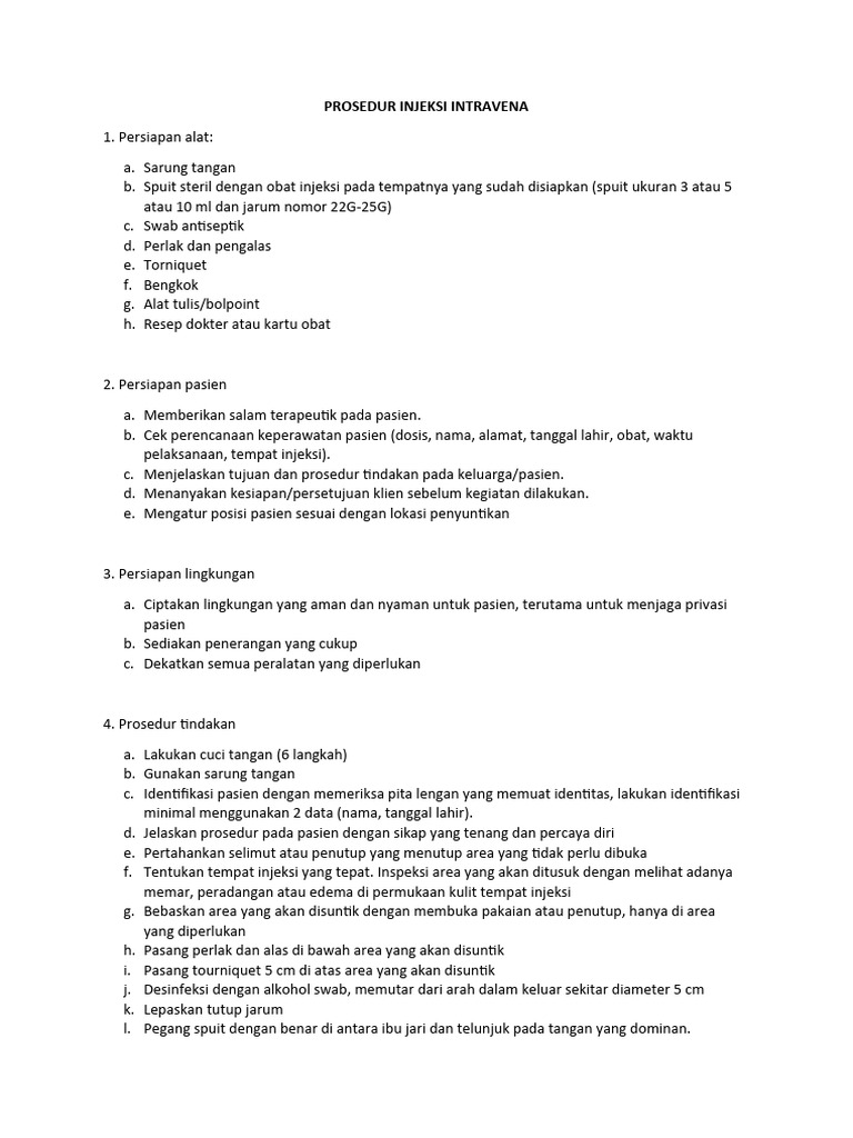 PROSEDUR INJEKSI Intravena | PDF