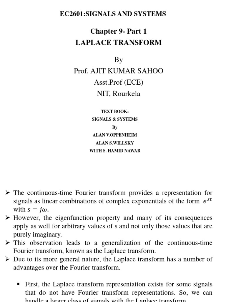 Lecturer 18 Signals & Systems | PDF | Laplace Transform | Mathematics
