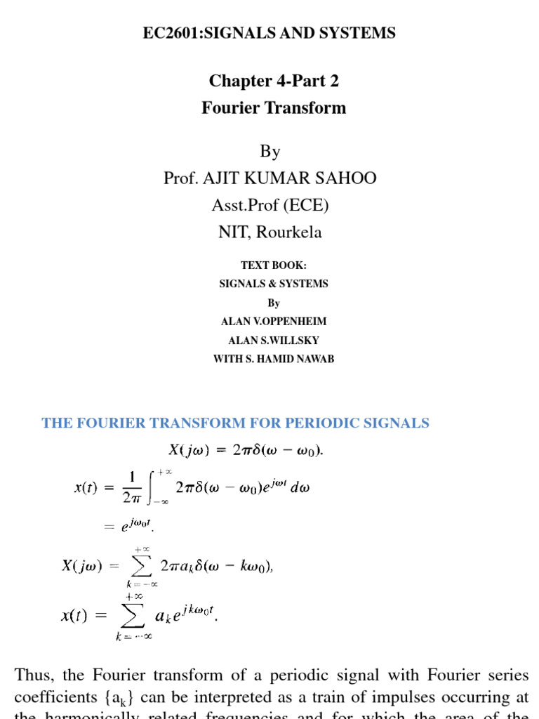 Lecturer 13 Signals & Systems | PDF | Fourier Transform | Convolution