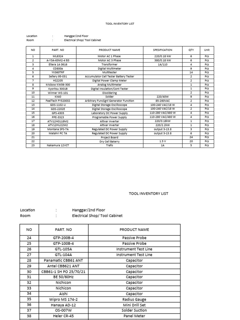 Instrument Inventory Tools | PDF | Power Supply | Alternating Current