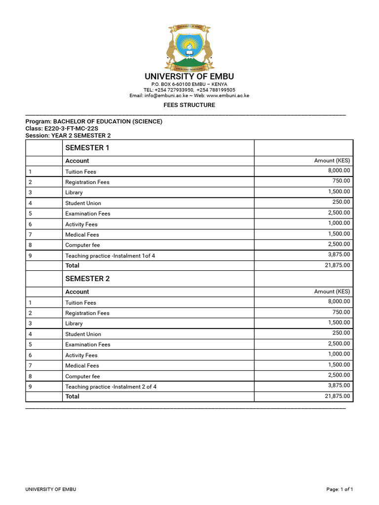 FeeStructure-e220 - 24307 - 2022-21 Apr 2024 | PDF | Educational Stages