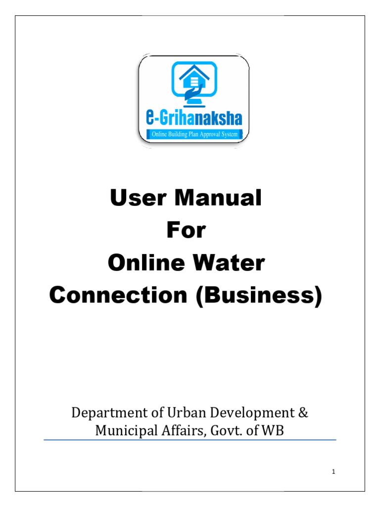 User Manual For Online Sanction of Water Connection For The Constructed ...