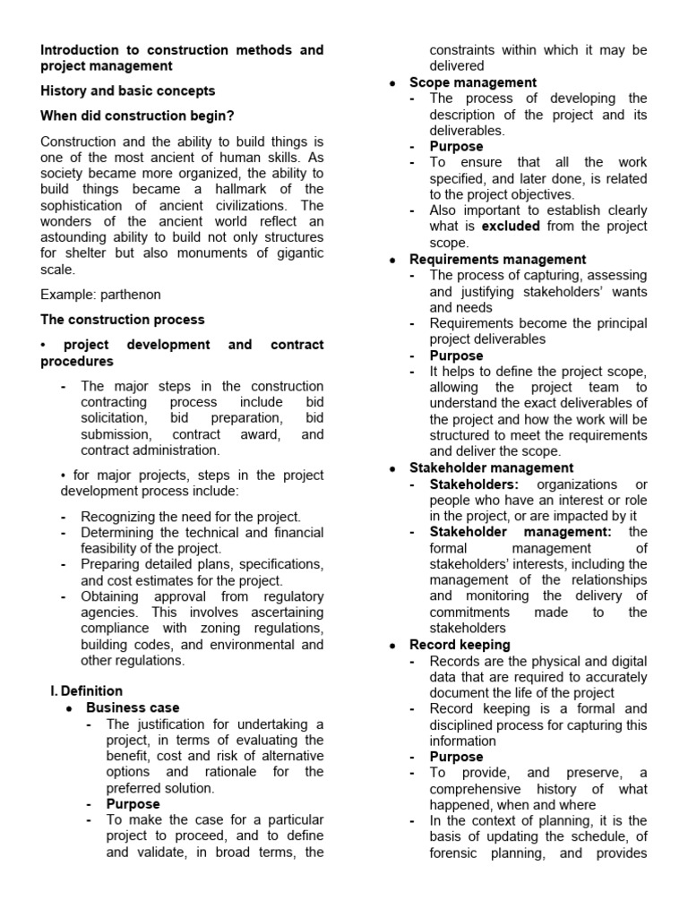 Introduction to construction methods and project management | PDF ...