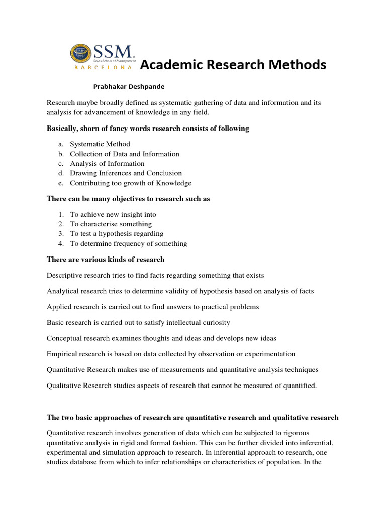 Academic Research Methods | PDF | Methodology | Scientific Method