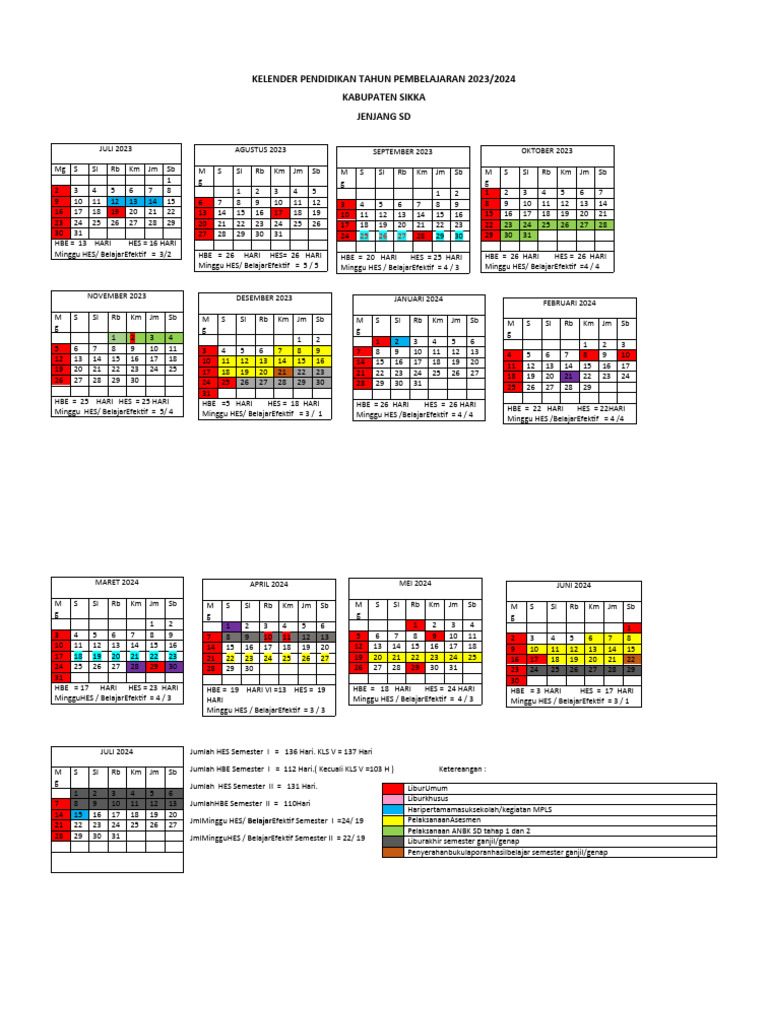 Kelender Pendidikan Tahun Pembelajaran 2023 | PDF