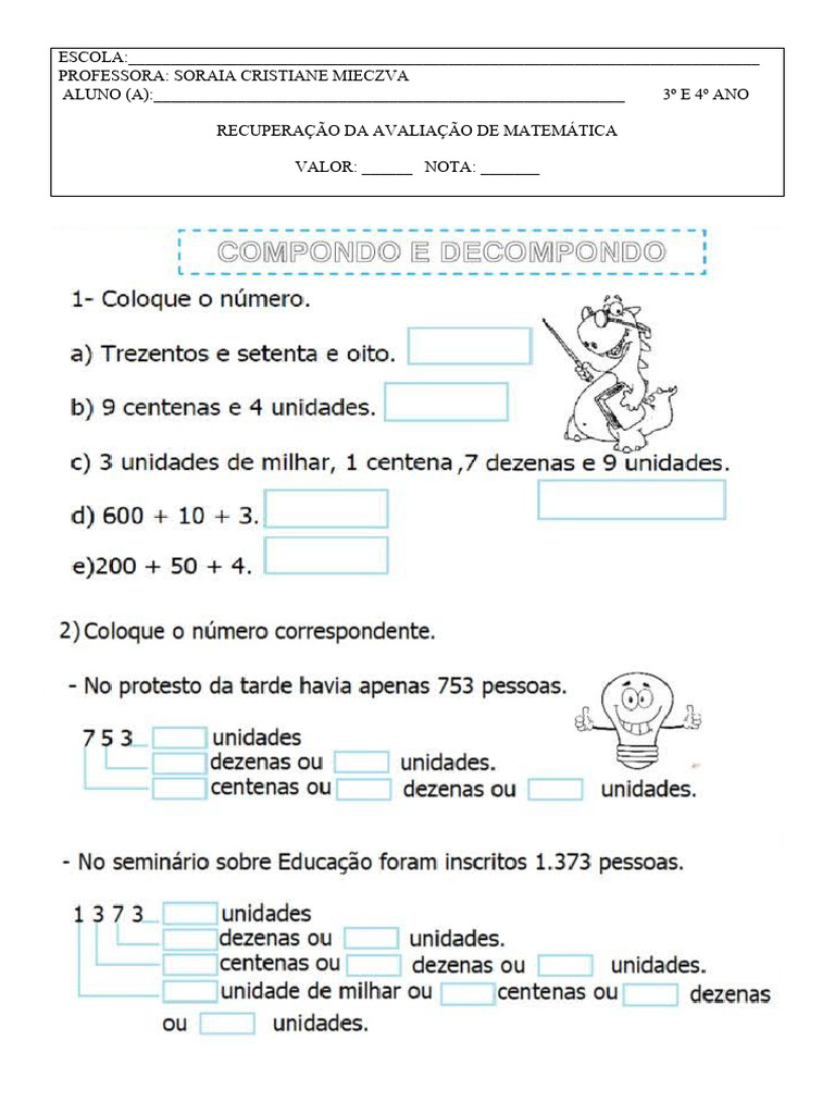 Recuperação De Matematica 3º 4º Pdf