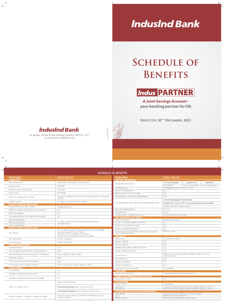 SOB Indus Partner | PDF | Cheque | Debit Card