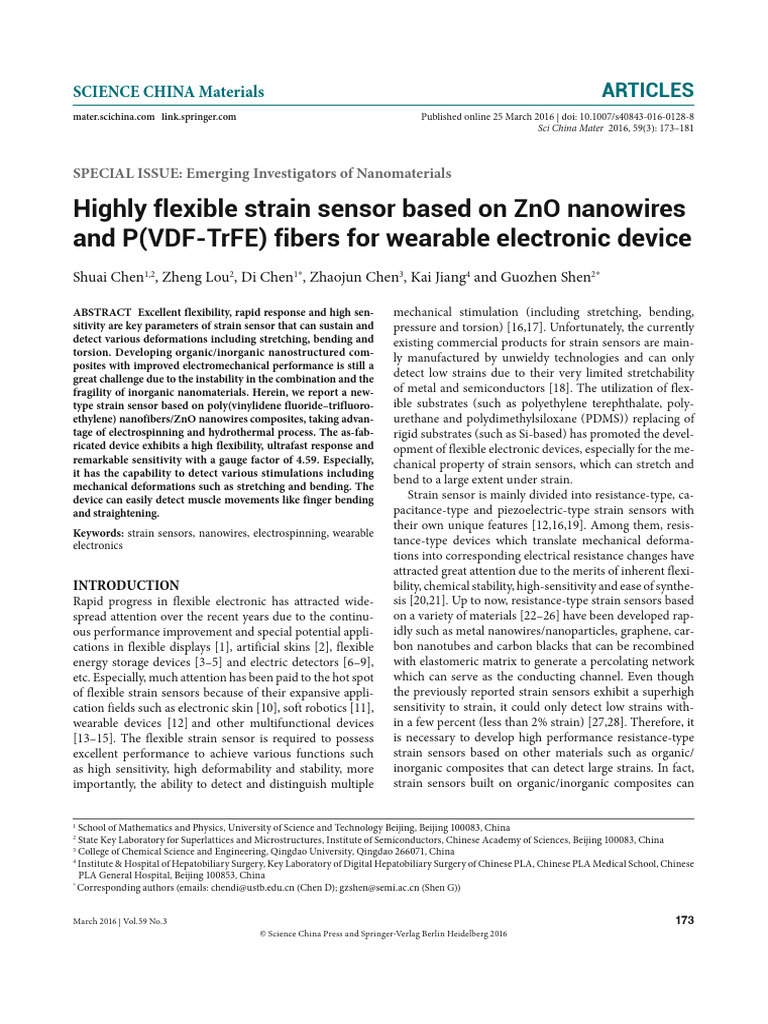 Highly Flexible Strain Sensor Based On ZnO Nanowires | PDF | Nanowire | Zinc Oxide