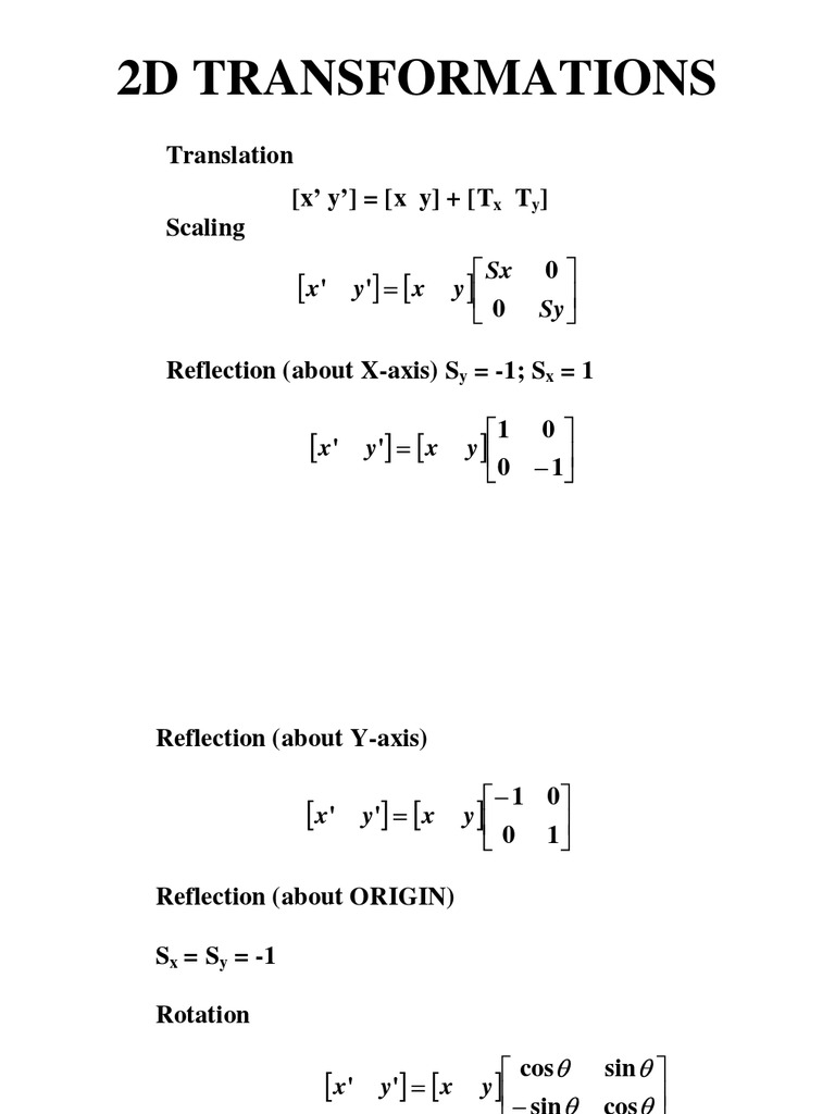2D Transformations: Types and Matrices | PDF