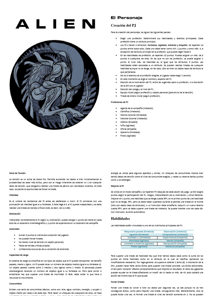 ALIEN RPG - Resumen de Reglas | Descargar gratis PDF | Radiación | Munición