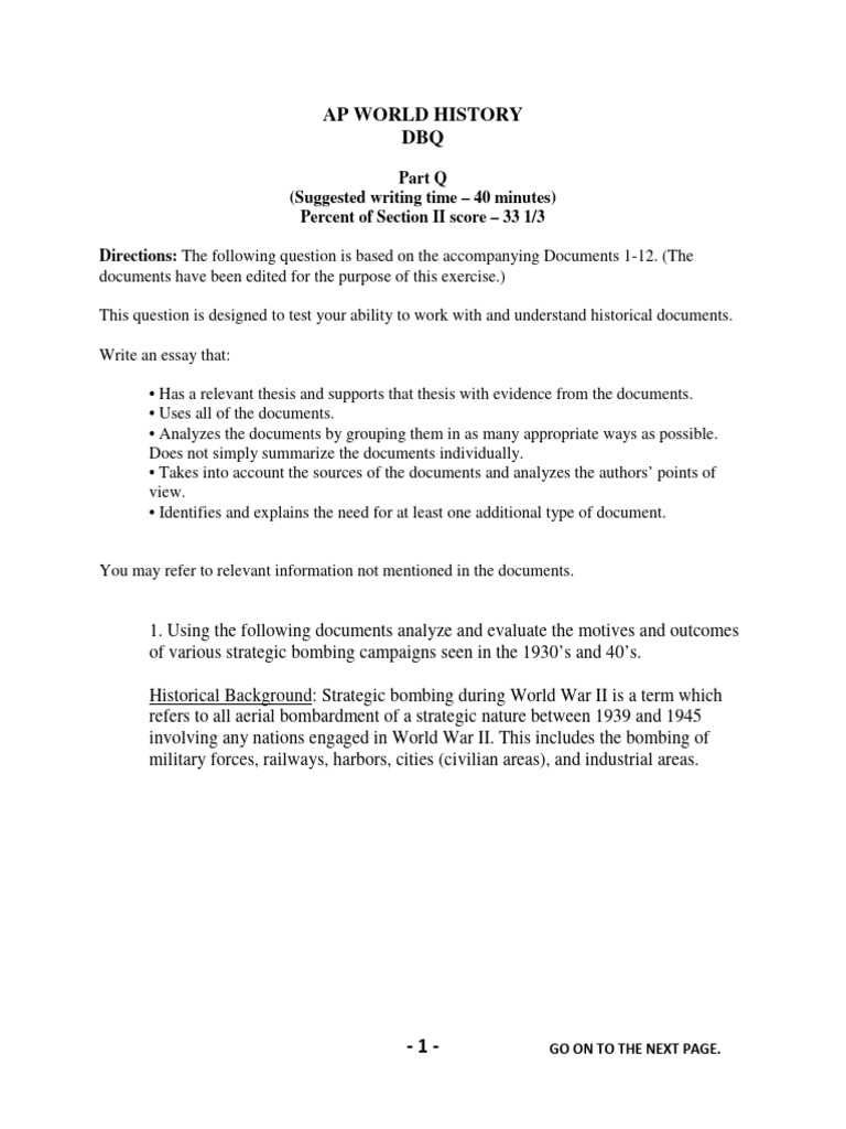 WWII Strategic Bombing DBQ | PDF | Boeing B 29 Superfortress | Military