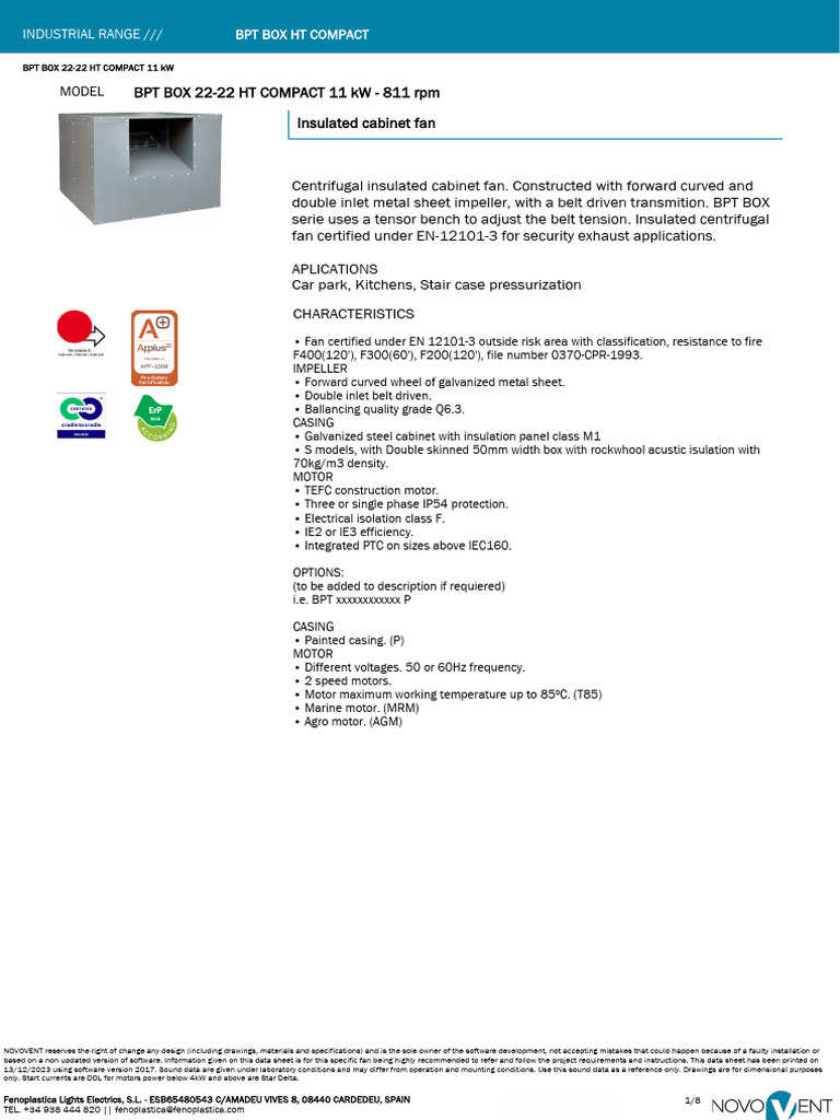 HEAF-LR-03 - BPT BOX 22-22 HT COMPACT 11 KW | PDF | Electric Motor | Insulator (Electricity)