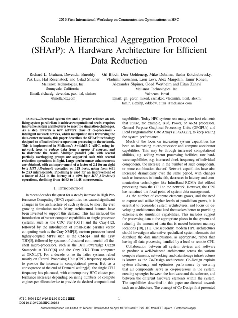 Scalable Hierarchical Aggregation Protocol SHArP A Hardware ... Scalable Hierarchical Aggregation Protocol SHArP A Hardware ...