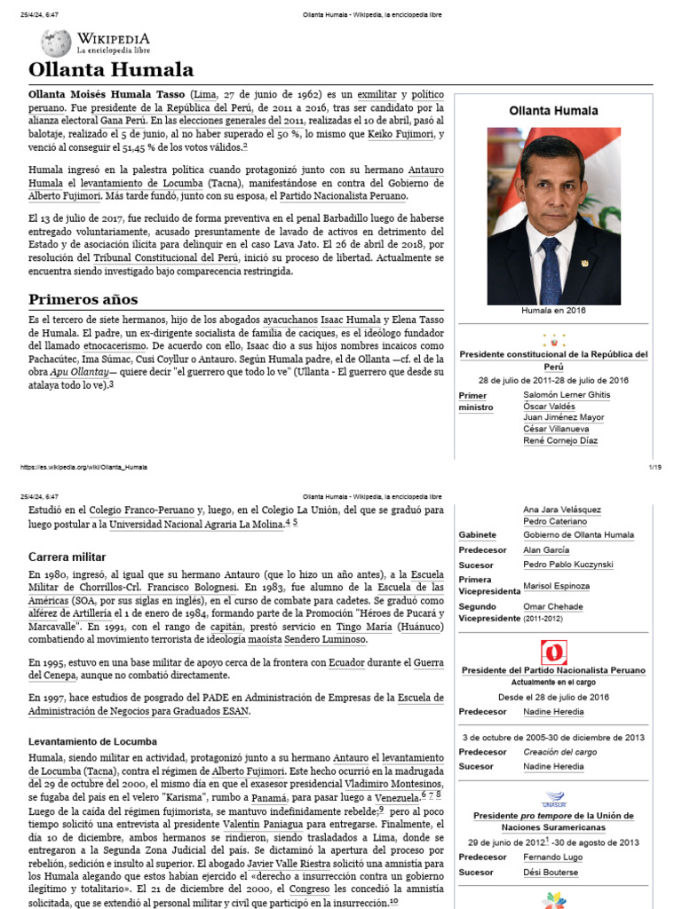 Ollanta Humala | PDF | Perú | Gobierno