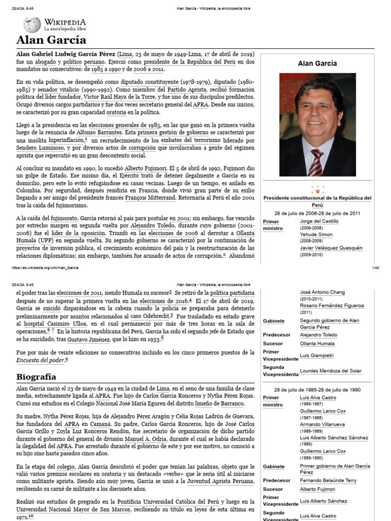 Alan García: Presidentes del Perú | PDF | Gobierno | Perú