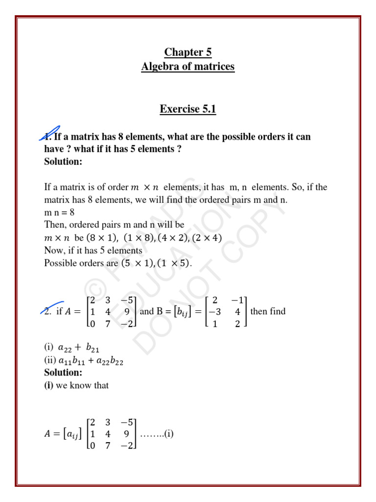 RD Sharma - Algebra of Matrices | PDF | Matrix (Mathematics) | Matrix Theory