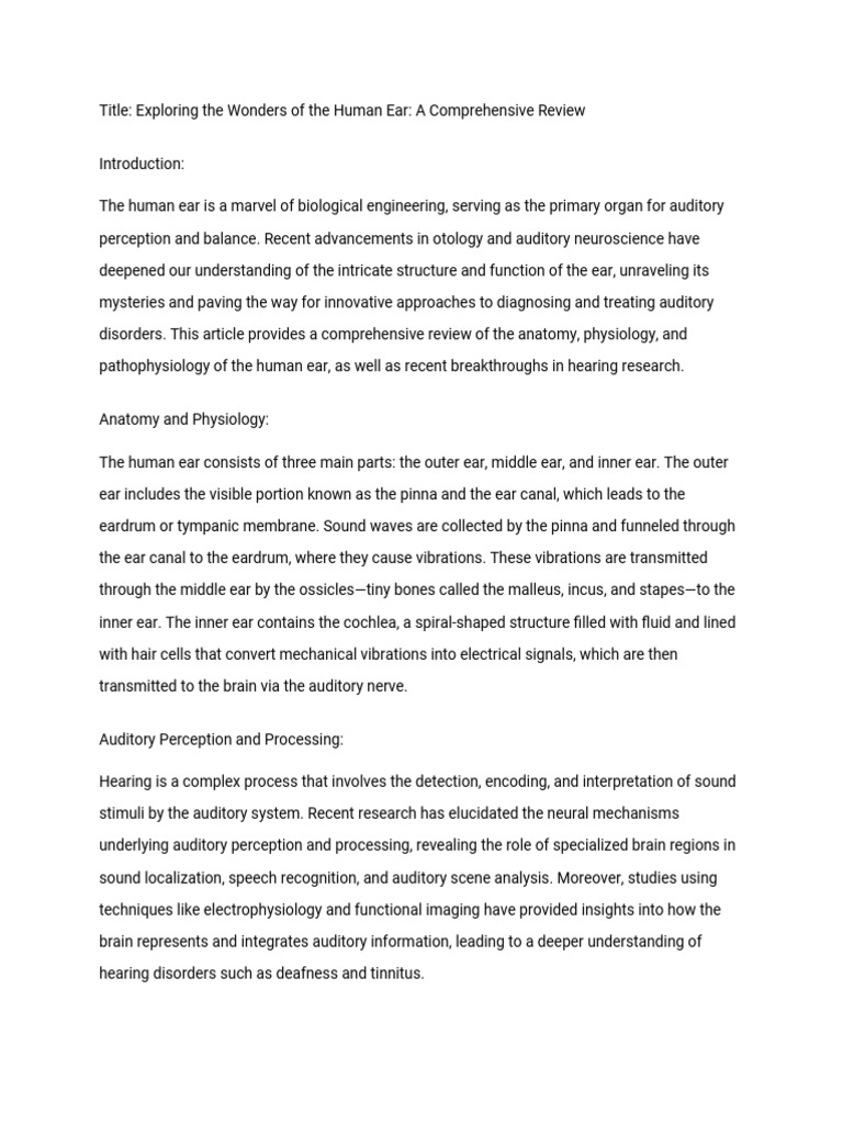 human ear | PDF | Ear | Auditory System